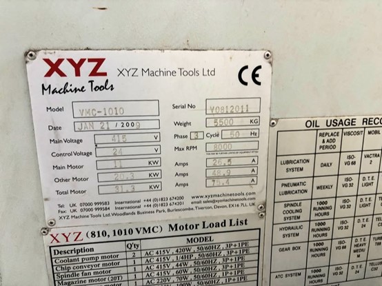 USED XYZ MODEL 1010 VMC - Wilson MachineryWilson Machinery